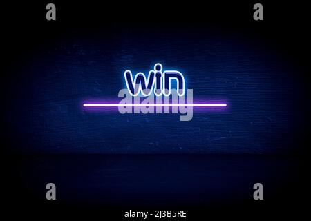 Win-win - blue neon announcement signboard Stock Photo - Alamy