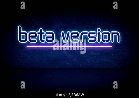 Beta - blue neon announcement signboard Stock Photo - Alamy