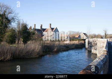 Views of The River Frome from Wool Bridge in Wool, Dorset in the UK ...