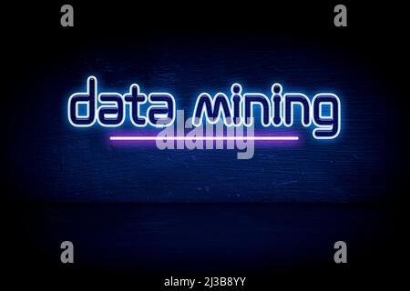 Mining - blue neon announcement signboard Stock Photo - Alamy