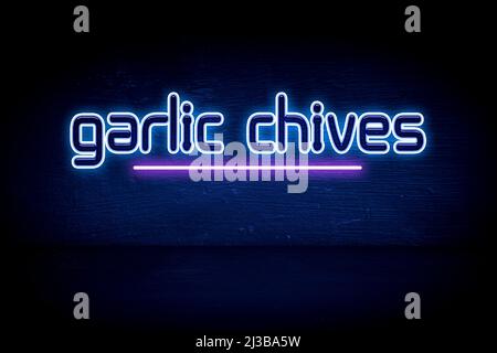 Chives - blue neon announcement signboard Stock Photo - Alamy
