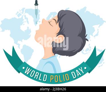 World Polio Day banner with a boy receiving oral polio vaccine ...
