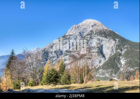 The Hohe Munde is a mighty mountain of unusual shape in the Tyrolean ...