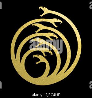Golden Hydra, seven heads creature birth from fire - team or crew logo ...