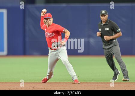 Philadelphia Phillies' Bryson Stott (5) is out at second as New York ...