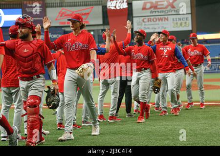 The Philadelphia Phillies celebrate the win after a baseball game ...