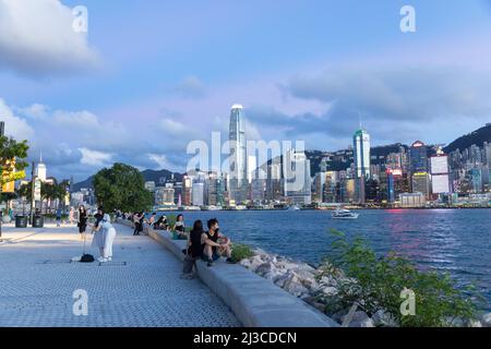 The waterfront promenade in the West Kowloon cultural district in Hong ...