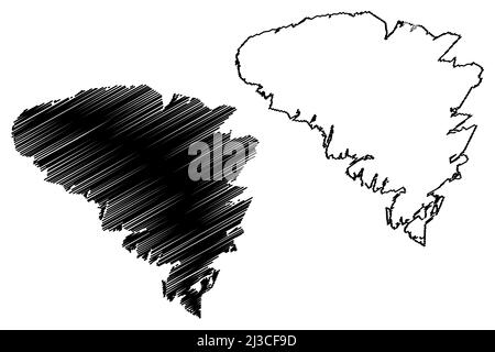 Resolution island (Canada, Nunavut Territory, North America) map vector ...