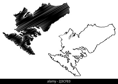 Riesco island ( Republic of Chile, South and Latin America) map vector ...