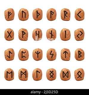 UI game set with magic rune stones. Ancient nordic runic symbols on ...