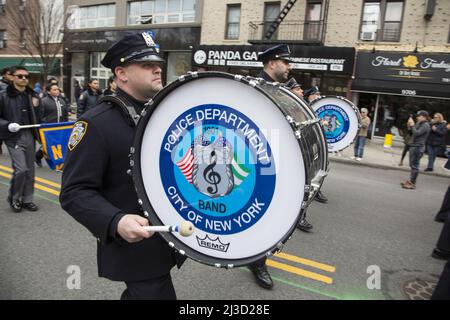 NYPD Marching Band performs at the Irish Day Parade in Park Slope ...