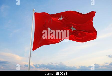 flag of londrina , Brazil at cloudy sky background on sunset, panoramic ...