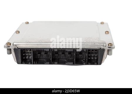 Spare part metall car engine control unit with metal elements on a ...
