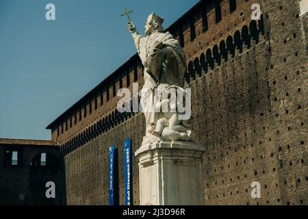 Milan, Italy - NOV, 2021 The Basilica of Sant'Ambrogio, one of the most ...