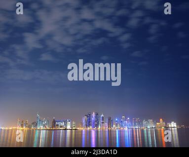 Doha Cornish panoramic sky line view -Doha Qatar Stock Photo - Alamy