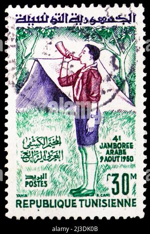 TUNISIA - CIRCA 1960: a stamp printed in Tunisia shows View of Skanes ...