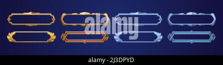 Empty rectangle frames in medieval style for game ui design. Vector cartoon set of user ...