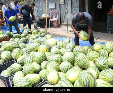 Vendors sell watermelons at a roadside fruit shop in Agartala. Tripura, India Stock Photo - Alamy