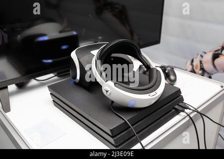 Futuristic virtual reality set at exhibition Stock Photo - Alamy