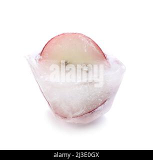 Fresh grape frozen in ice on white background Stock Photo - Alamy