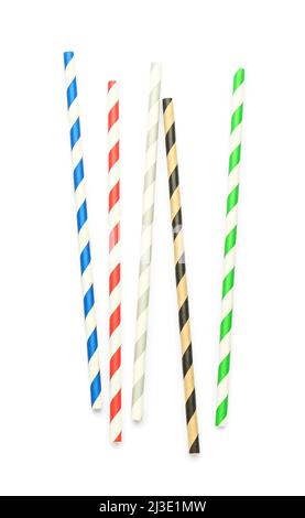 Stylish straws for drinks on white background Stock Photo - Alamy