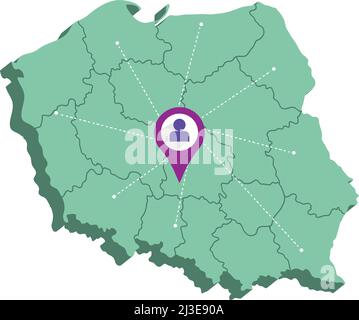 Travel to Poland concept, map with pin on map of Poland. Vacation ...