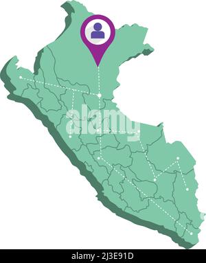 Travel to Peru concept, map with pin on map of Peru. Vacation ...