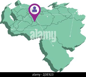 Travel to Venezuela concept, map with pin on map of Venezuela. Vacation ...