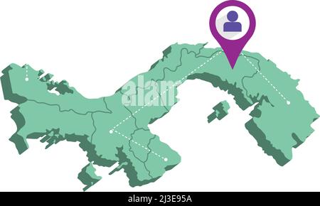 Travel to Panama concept, map with pin on map of Panama. Vacation ...