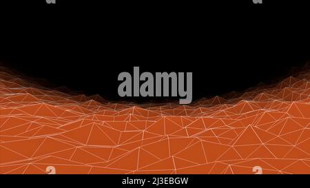 Flying above plexus grid landscape on a dark background, seamless loop ...