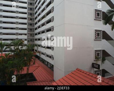 Singapore residential building HDB facade night view Stock Photo - Alamy