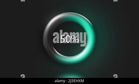 Ring with loading percentages. Motion. Glowing and pulsating loading ...