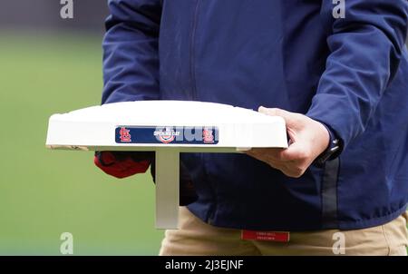 of a baseball game in Pittsburgh, Thursday, April 14, 2022. (AP Photo ...