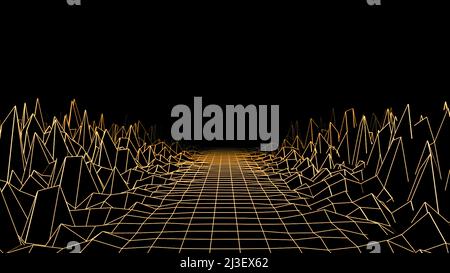 Animation of mesh virtual surface. Animation. 3D mesh surface with ...