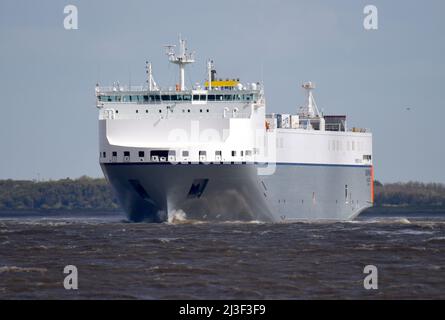 Image shows Seraphine, a LNG hybrid ro-ro ferry in February 2022 on the ...