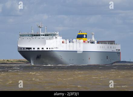 Image shows Seraphine, a LNG hybrid ro-ro ferry in February 2022 on the ...