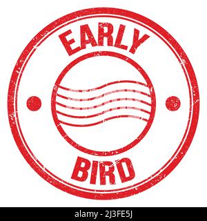 EARLY BIRD text written on red grungy lines stamp sign Stock Photo - Alamy