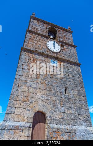 Monsanto historic stone Lucano Tower with clock, in Portugal Stock ...