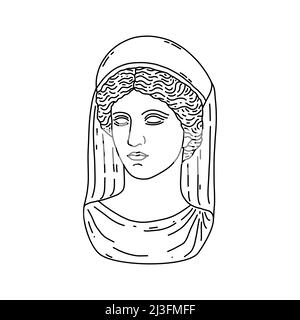 Greek Goddess Demeter Vector Art Portrait. Minimalist Shadow Drawing on ...