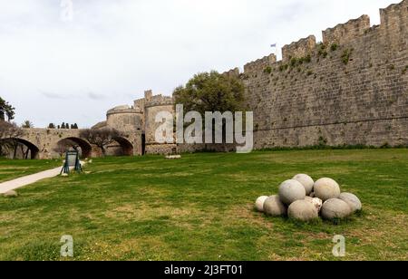 The Inner Moat of The Old Town Rhodes Greece Stock Photo - Alamy