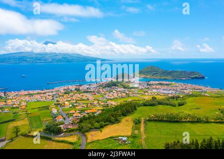 Pico island behind Horta town viewed from Faial, Azores, Portugal Stock ...
