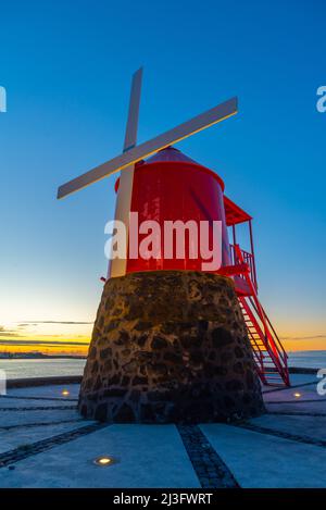 Wooden windmill at Sao Roque do Pico at the Azores, Portugal Stock ...