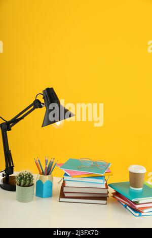 Yellow paper with question Are you ready for exams and stationery on ...