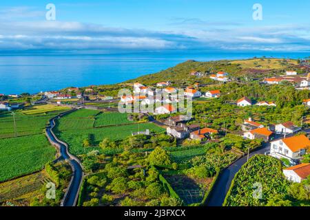 Aerial view of Santo Amaro village at Pico island in Portugal Stock ...