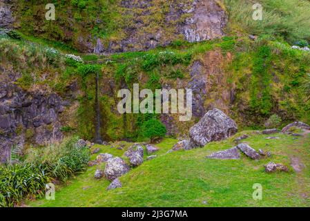 Waterfall near poco azul at Sao Miguel island in Portugal Stock Photo ...