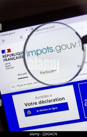 Taxes in France: Detail of a French tax return with a close-up on the ...