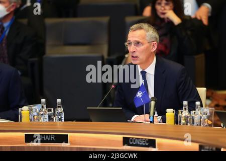 Brussels, Belgium. 7th Apr, 2022. Turkish Foreign Minister Mevlut ...