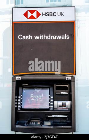 London, England - April 2022: HSBC sign on the side of a terminal ...