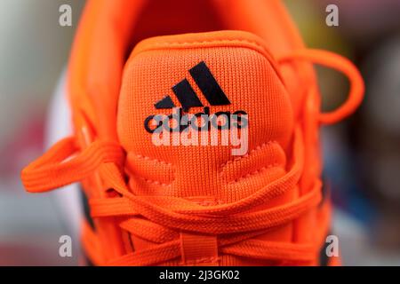 Tyumen, Russia-November 13, 2021: Adidas Running Shoes. Adidas logo multinational company Stock ...