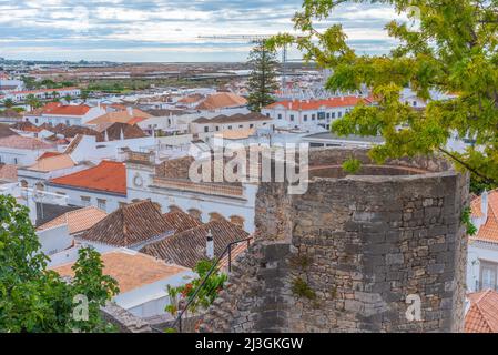 Portuguese town Tavira viewed from the castle Stock Photo - Alamy
